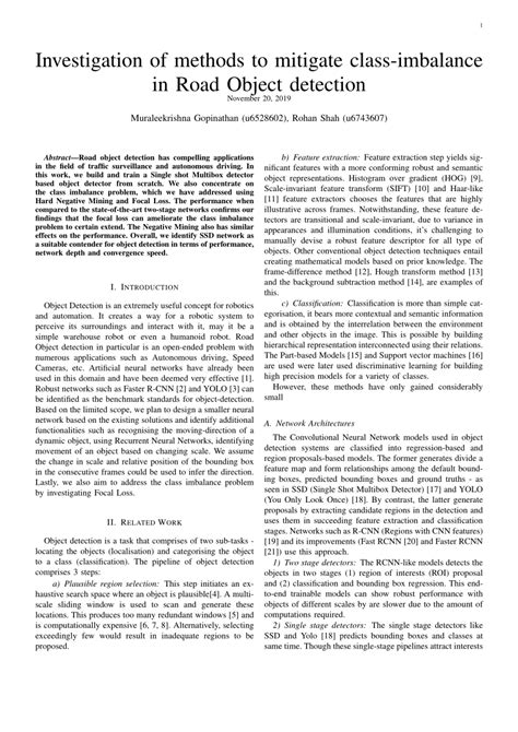 Pdf Investigation Of Methods To Mitigate Class Imbalance In Road