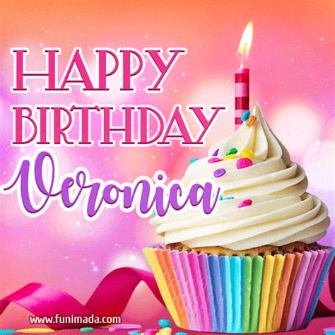 Colorful Cupcake Happy Birthday Veronica Animated  Download On