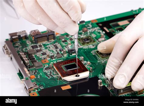 Laptop Processor Installing Stock Photo Alamy