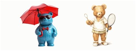 Premium Vector Stylish Bear Characters A Dapper Bear With A Red Umbrella And A Tennis Player