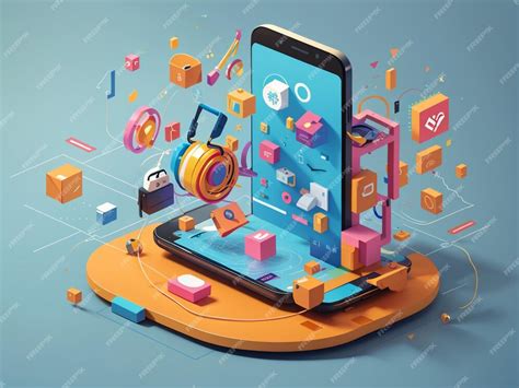 Premium Ai Image Immersive 3d Mobile Application Development Concept