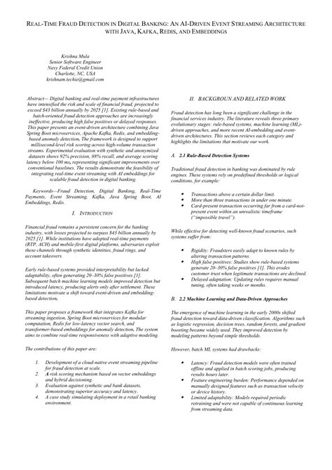 Pdf Real Time Fraud Detection In Digital Banking An Ai Driven Event Streaming Architecture