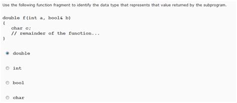 Solved Use The Following Function Fragment To Identify The