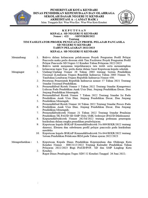 Sk Tim Fasilitator Projek Penguatan P3 Pdf