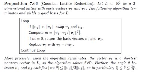 Solved 745 Apply Gausss Lattice Reduction Algorithm