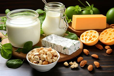 美味的乳制品和坚果高清图片下载 正版图片600299309 摄图网