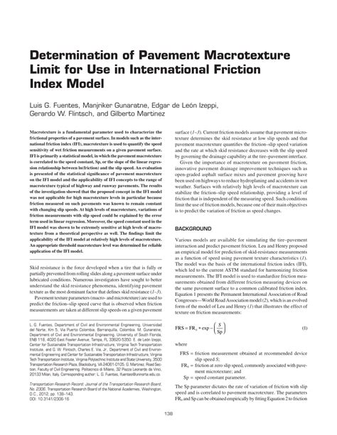 Pdf Determination Of Pavement Macrotexture Limit For Use In International Friction Index Model
