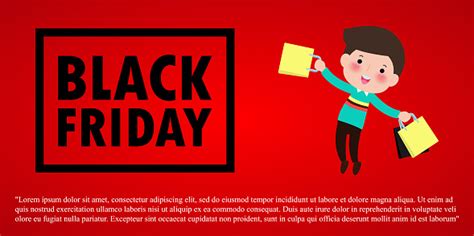 블랙 프라이데이 세일 이벤트 피플 캐릭터 만화 쇼핑백 광고 포스터 배너 빅 할인 프로모션 컨셉 레드 배경 벡터 일러스트레이션