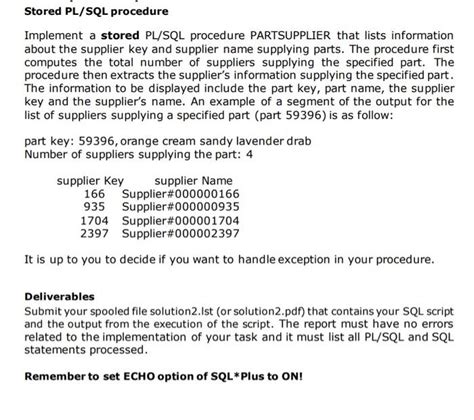Solved Stored PL SQL Procedure Implement A Stored PL SQL Chegg