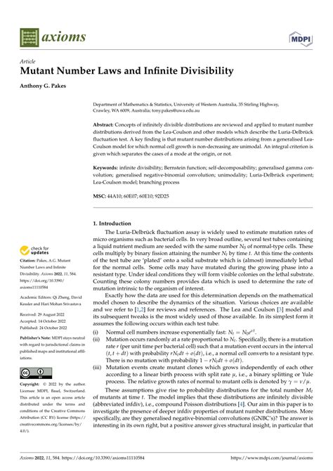 Pdf Mutant Number Laws And Infinite Divisibility
