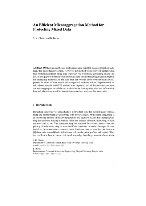 Pdf An Efficient Microaggregation Method For Protecting Mixed Data