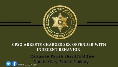 Calcasieu Cpso Charges Convicted Sex Offender With Indecent Behavior