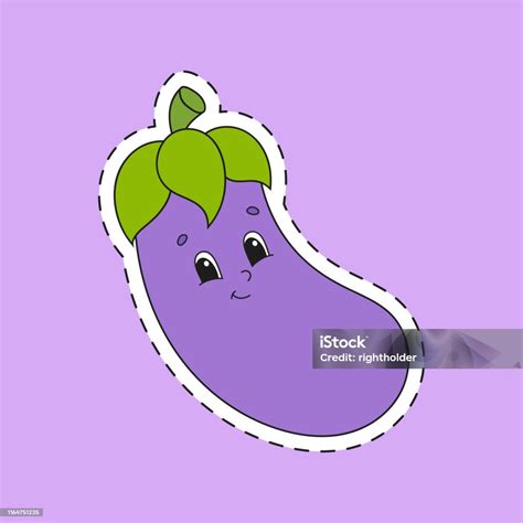 가지 귀여운 캐릭터 다채로운 벡터 일러스트레이션입니다 만화 스타일입니다 색상 배경에 격리 디자인 요소입니다 디자인 서적 스티커