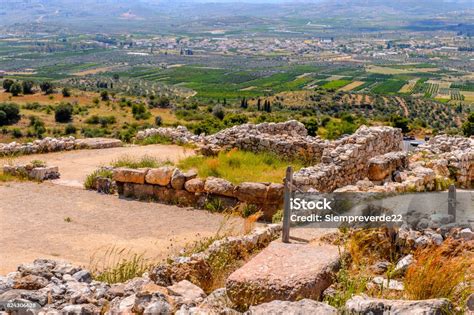 미케네 펠로폰네소스 반도 그리스 그리스 문명의 중심의 고 대 유적 미케네는 그리스에서 유명한 고고학 사이트입니다 유네스코 세계 유산 사이트 0명에 대한 스톡 사진 및 기타