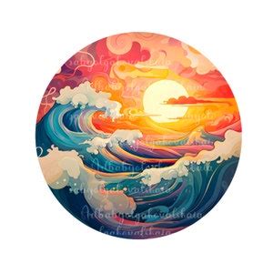 Landscape Clipart Ocean Sunset Png Digital Download Etsy
