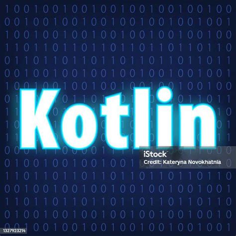 Machine Code Languages In Neon Style Programming Languages Concept In Blue Language Kotlin On