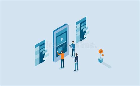 Isometric Mobile Application And Web Design Development Process Concept Stock Vector