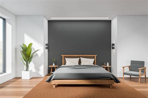 카펫 안락 의자 및 창문에 침대가있는 침실 인테리어 모형 0명에 대한 스톡 사진 및 기타 이미지 0명 3차원 형태 가정 생활 Istock