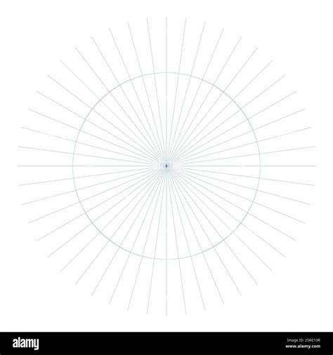 Polar Coordinate Circular Grid Isolated On White Background 360 Degrees Scale Blank Polar