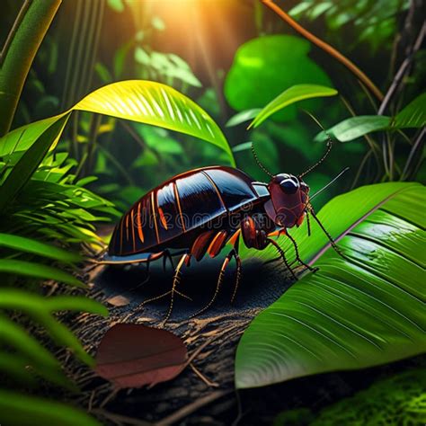 Cockroach In The Rainforest Of Bali Island Indonesia Generative Ai