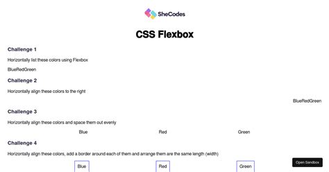 Css Flexbox Challenge Forked Codesandbox