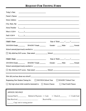 Fillable Online REQUEST FOR TESTING FORM Fax Email Print PdfFiller