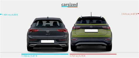 Dimensions Volkswagen Golf 2019 2024 Vs Volkswagen Taigo 2020 Present