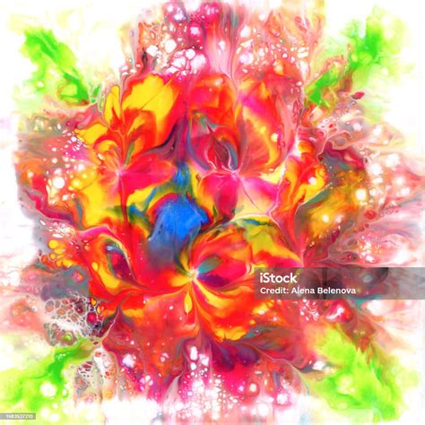 수채화 그림 추상적인 사각형 흰색 배경 주황색 노란색 빨간색 녹색 파란색이 흐르는 멋진 움직임 0명에 대한 스톡 벡터 아트 및 기타 이미지 Istock