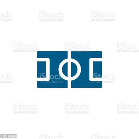 흰색 배경에 축구 필드 블루 아이콘 블루 플랫 스타일 벡터 일러스트레이션 Championship에 대한 스톡 벡터 아트 및 기타 이미지 Championship 경쟁