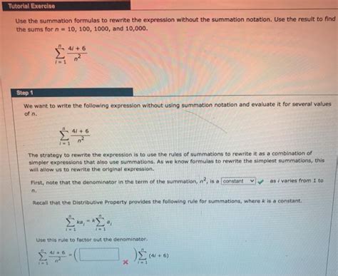 Solved Tutorial Exercise Use The Summation Formulas To