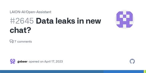 Data Leaks In New Chat · Issue 2645 · Laion Aiopen Assistant · Github
