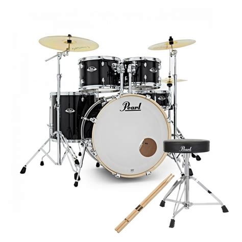 Pearl Export 22 Rock Drum Kit Mstool Und Drumsticks Jet Black