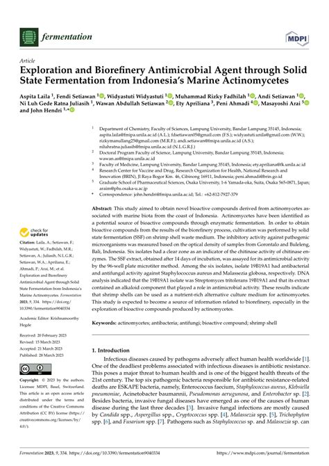 Pdf Exploration And Biorefinery Antimicrobial Agent Through Solid