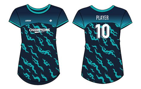 여자 스포츠 저지 티셔츠 디자인 컨셉 일러스트레이션 추상 소용돌이 패턴 라운드 넥 티셔츠 여자 배구 저지 축구 배드민턴 축구와