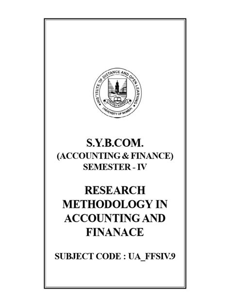 Sybcom Acc Finsybaf Sem 4 Research Methodology Pdf Accounting Statistics