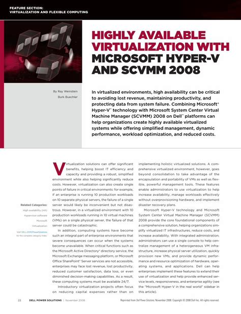 Pdf Highly Available Virtualization With Microsoft Hyper V And Scvmm Dell