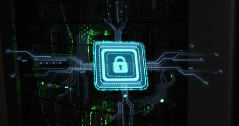 Animation Of Padlock With Connections Over Server Room Stock Video