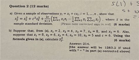 Solved Question 2 12 ﻿marksa ﻿given A Sample Of