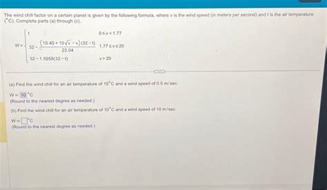 Solved The Wind Chill Factor On A Certain Planet Is Given By