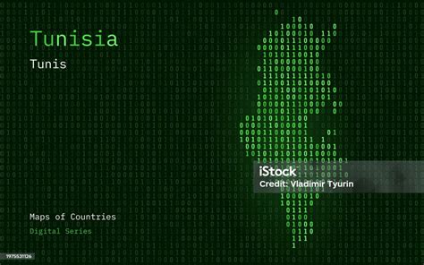 Tunisia Map Shown In Binary Code Pattern Tsmc Matrix Numbers Zero One Ilustrasi Stok Unduh