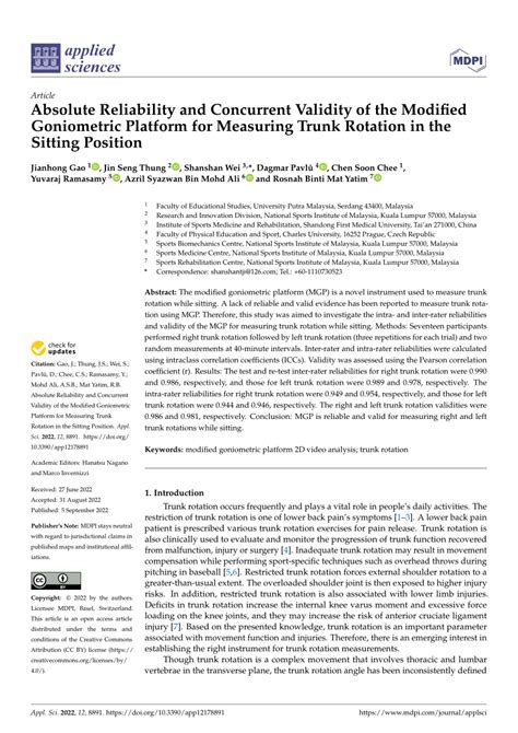 Pdf Absolute Reliability And Concurrent Avlidity Of The Modified