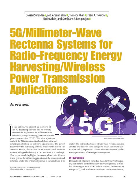 5g Millimeter Wave Rectenna Systems For Radio Frequency Energy Harvesting Wireless Power