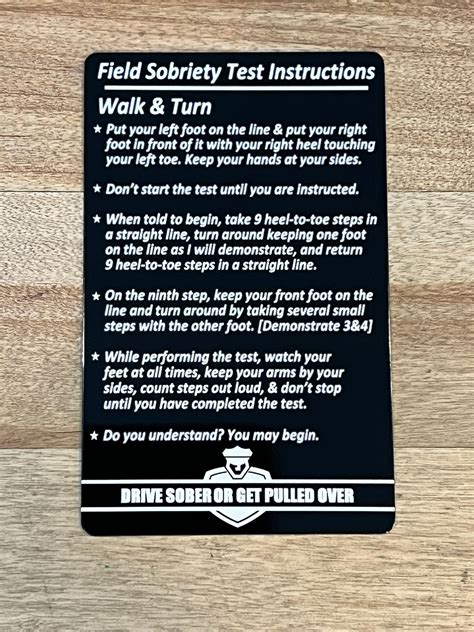 Standard Field Sobriety Test Instructions Card Beyond The Line