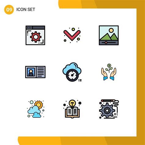 user interface pack of 9 basic filledline flat colors of timer