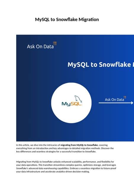 Mysql To Snowflake Migration Ask On Data Pdf