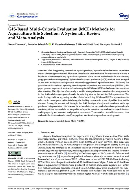 Pdf Gis Based Multi Criteria Evaluation Mce Methods For Aquaculture