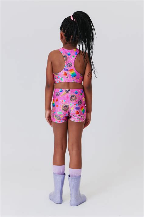Girls Booty Shorts In Pink Candy Spill