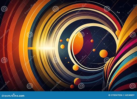 Mesmerizing Vector Style Abstract Design Featuring Overlapping Circles And Stripes With A Deep