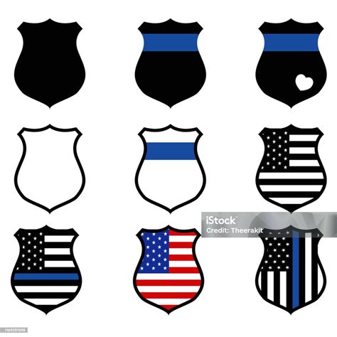 흰색 배경에 경찰 방패 아이콘 플랫 스타일 웹 사이트 디자인 로고 응용 프로그램 Ui에 대한 경찰 배지 아이콘 얇은 파란색 선