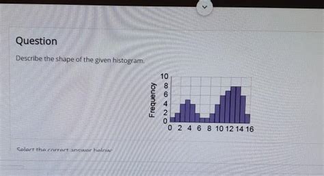 solved question describe the shape of the given histogram